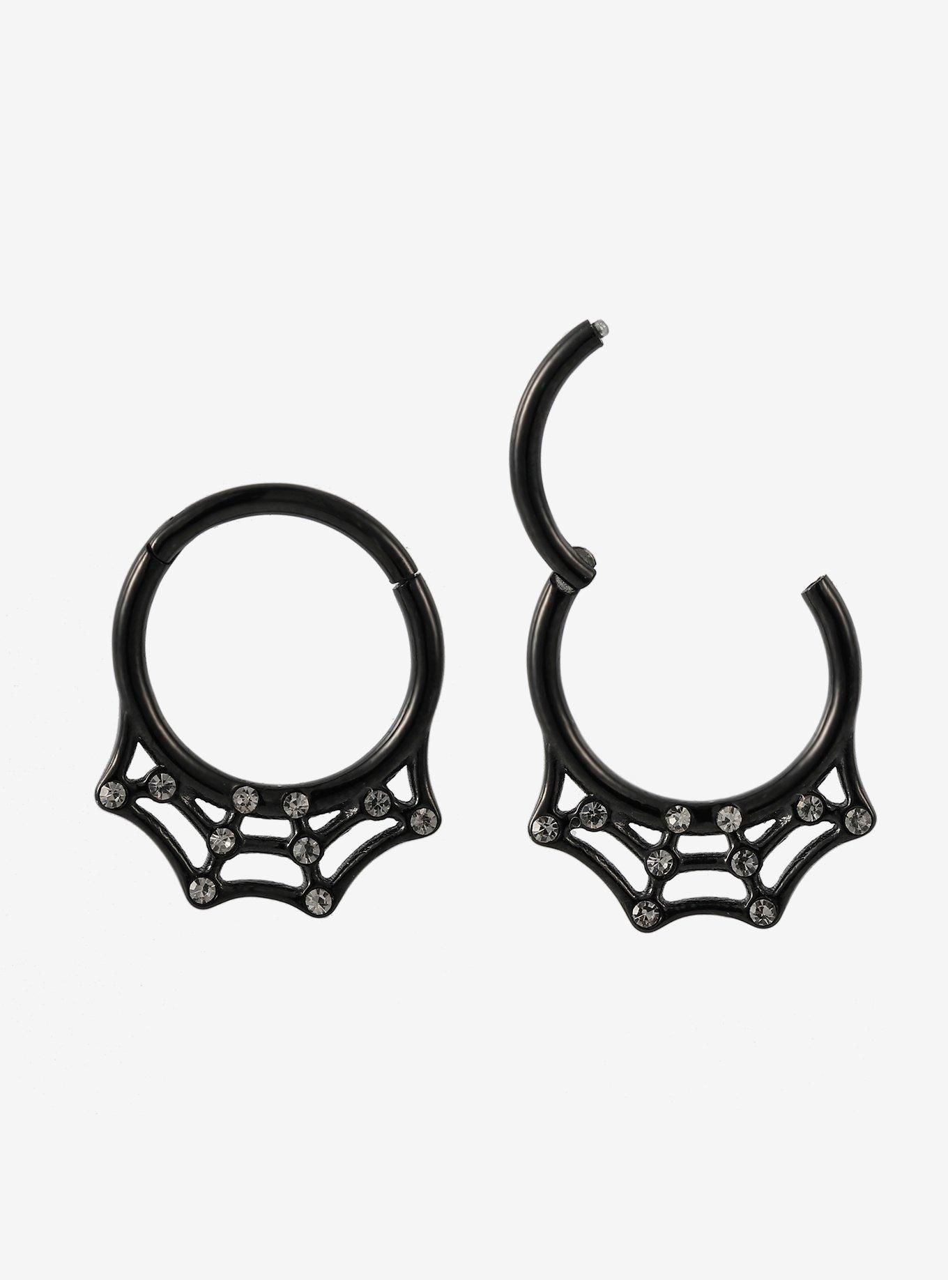 16G Steel Spider Web Gem Hinged Clicker 2 Pack | Hot Topic