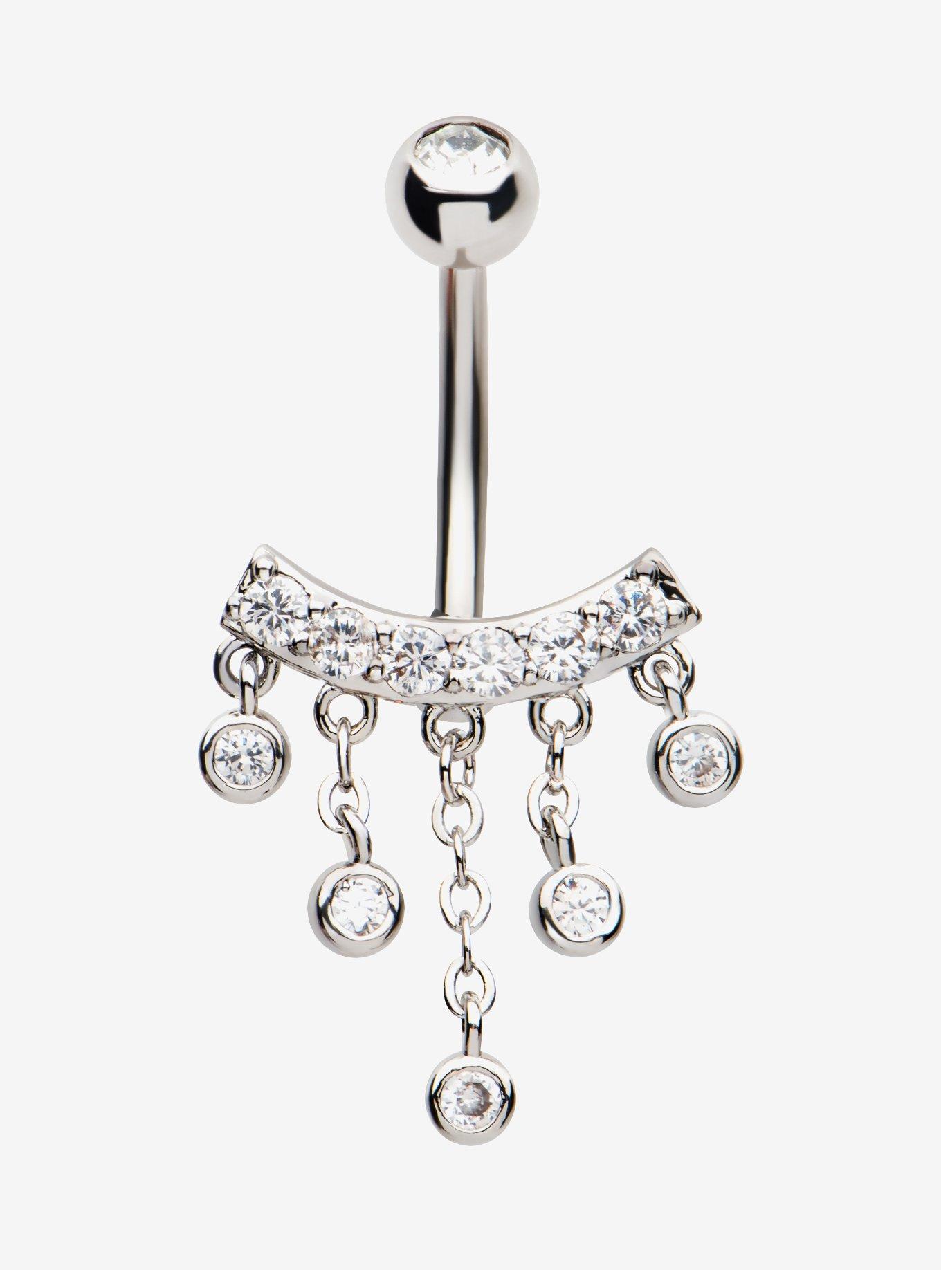 14G Steel Dangling Chain Navel Barbell | Hot Topic