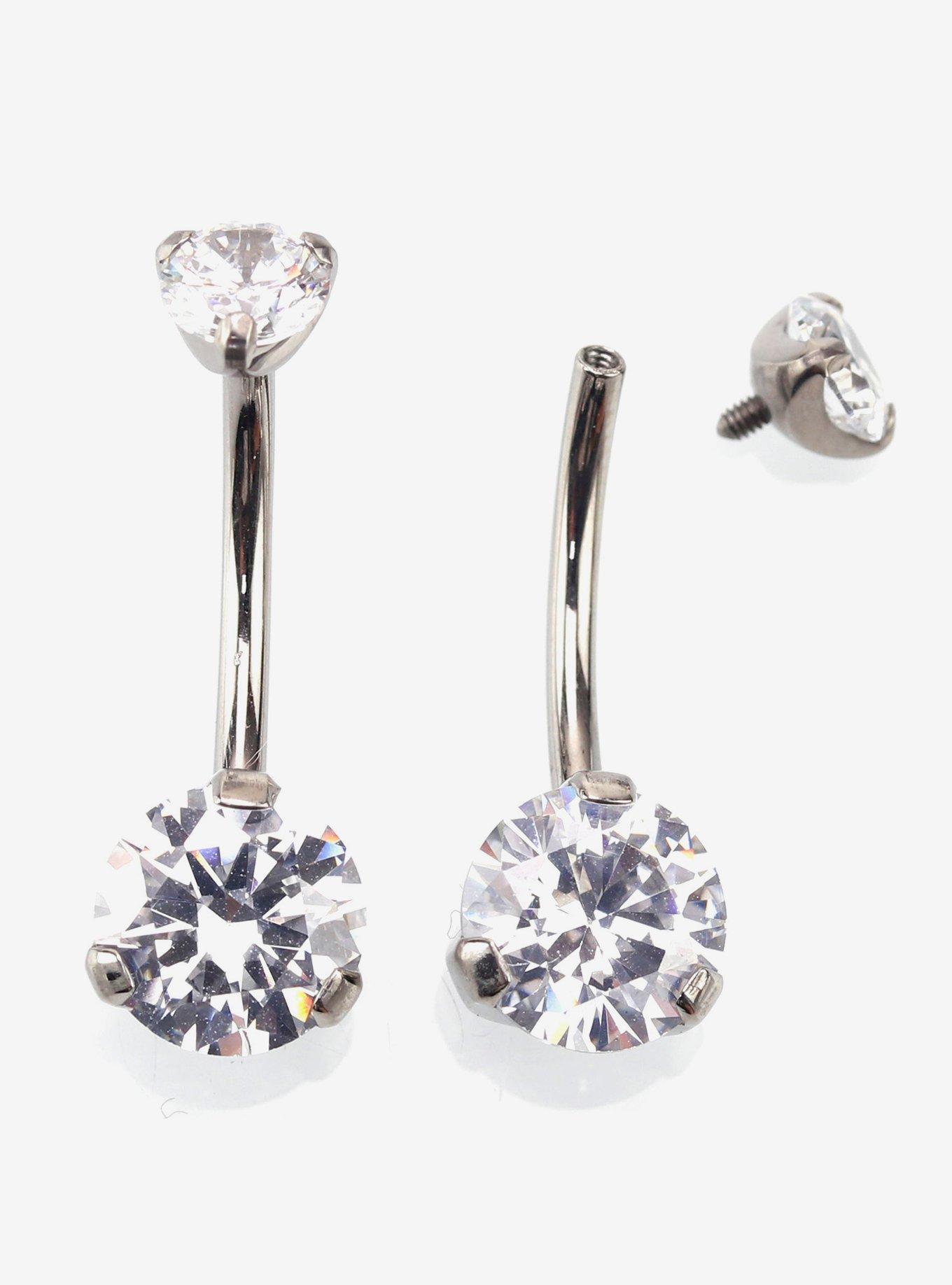 14G Steel CZ Navel Barbell | Hot Topic