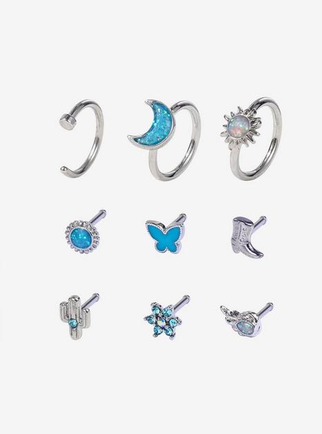 Steel Cowboy Western Nose Stud & Hoop 9 Pack | Hot Topic