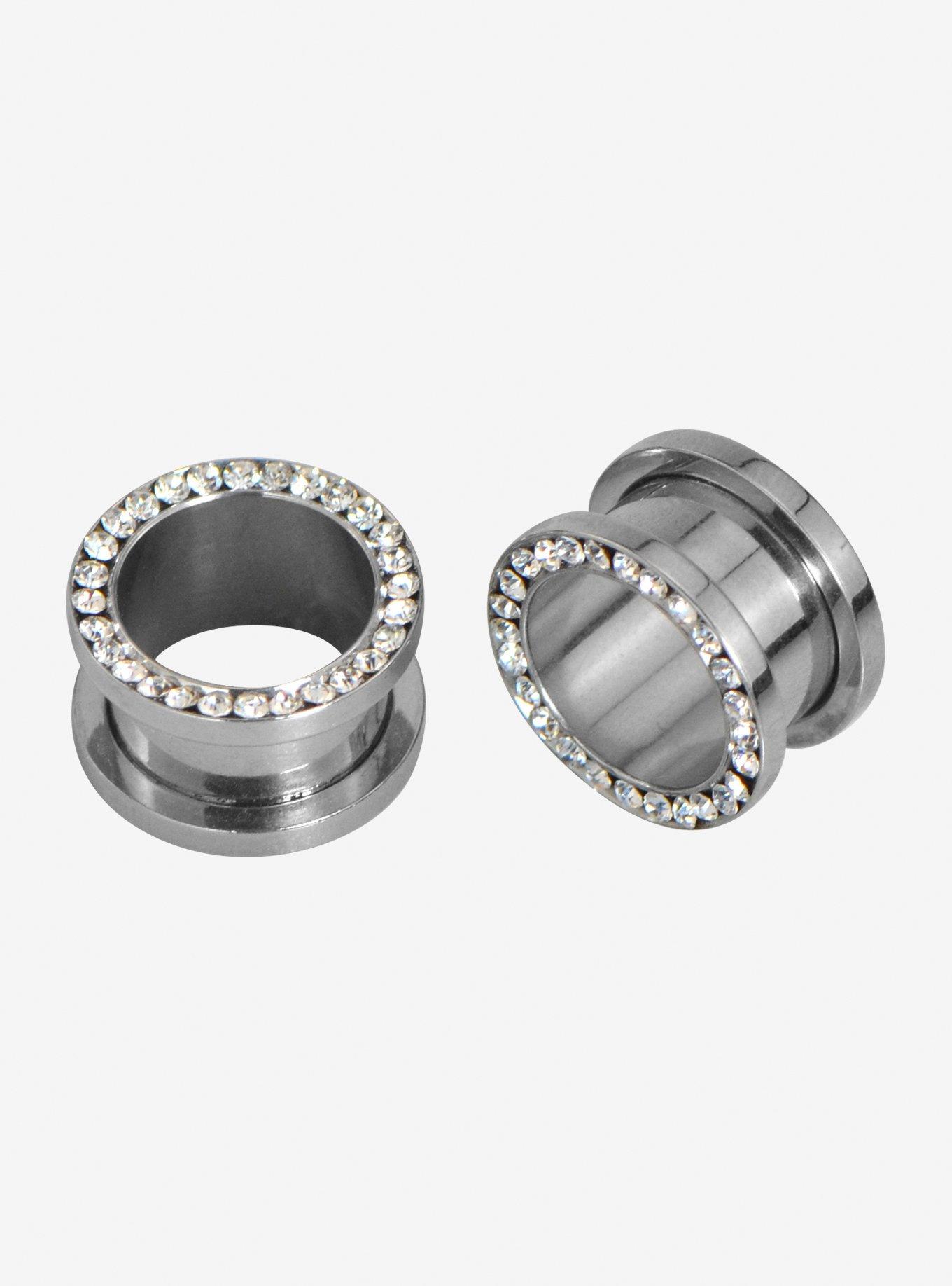 Steel Silver Bling Eyelet Plug 2 Pack | Hot Topic