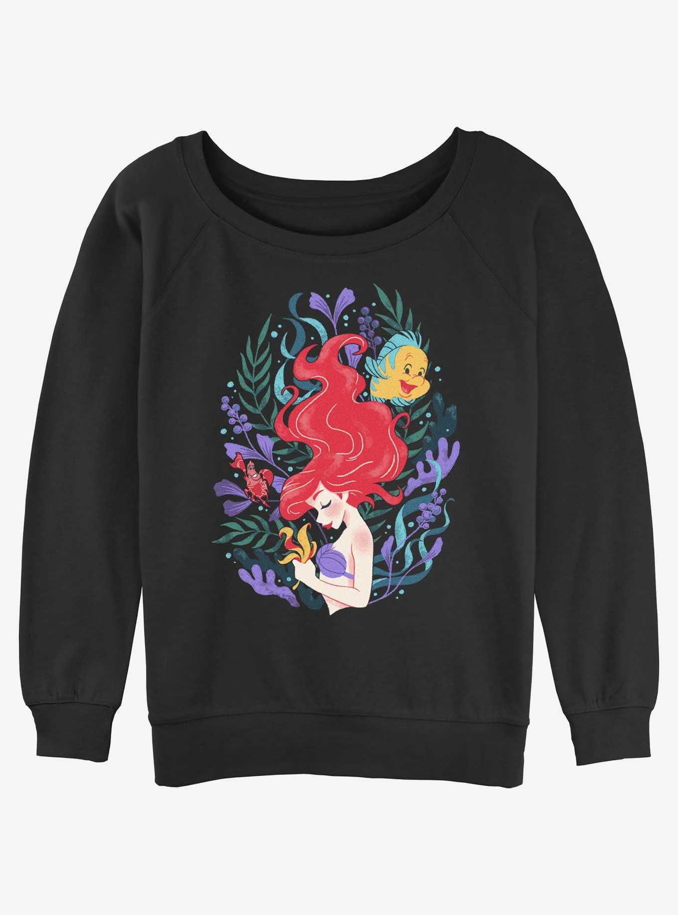 Disney The Little Mermaid Leafy Ariel Womens Slouchy Sweatshirt - BLACK ...