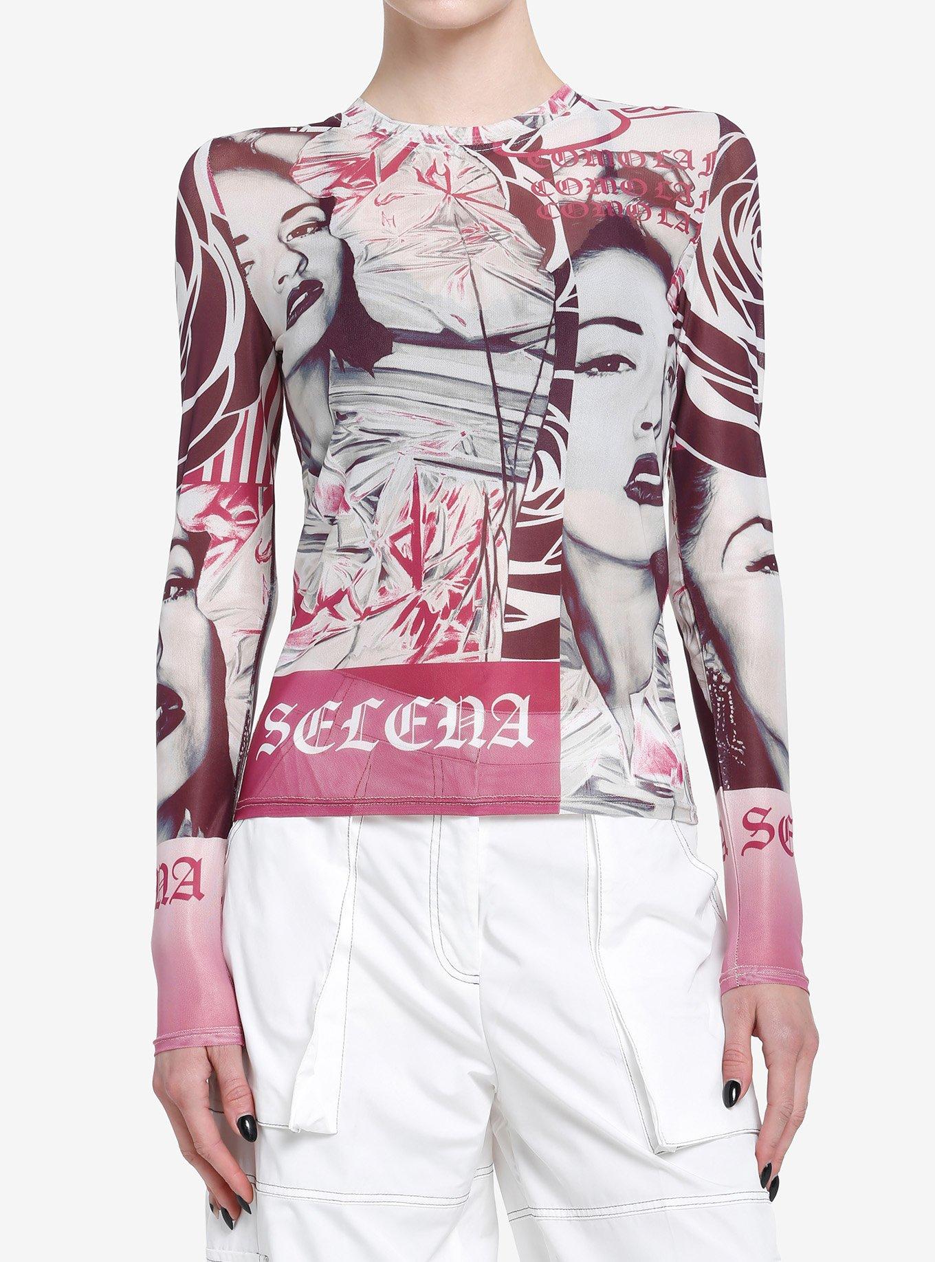 Selena Collage Mesh Girls Long-Sleeve Top | Hot Topic