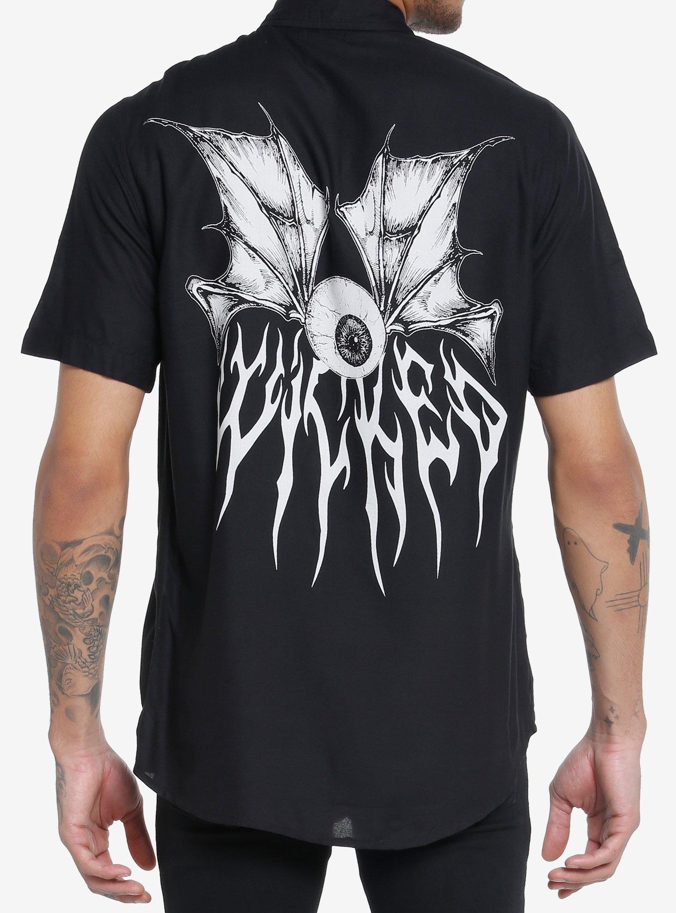 Wicked Bat Eyeball Woven Button-Up | Hot Topic
