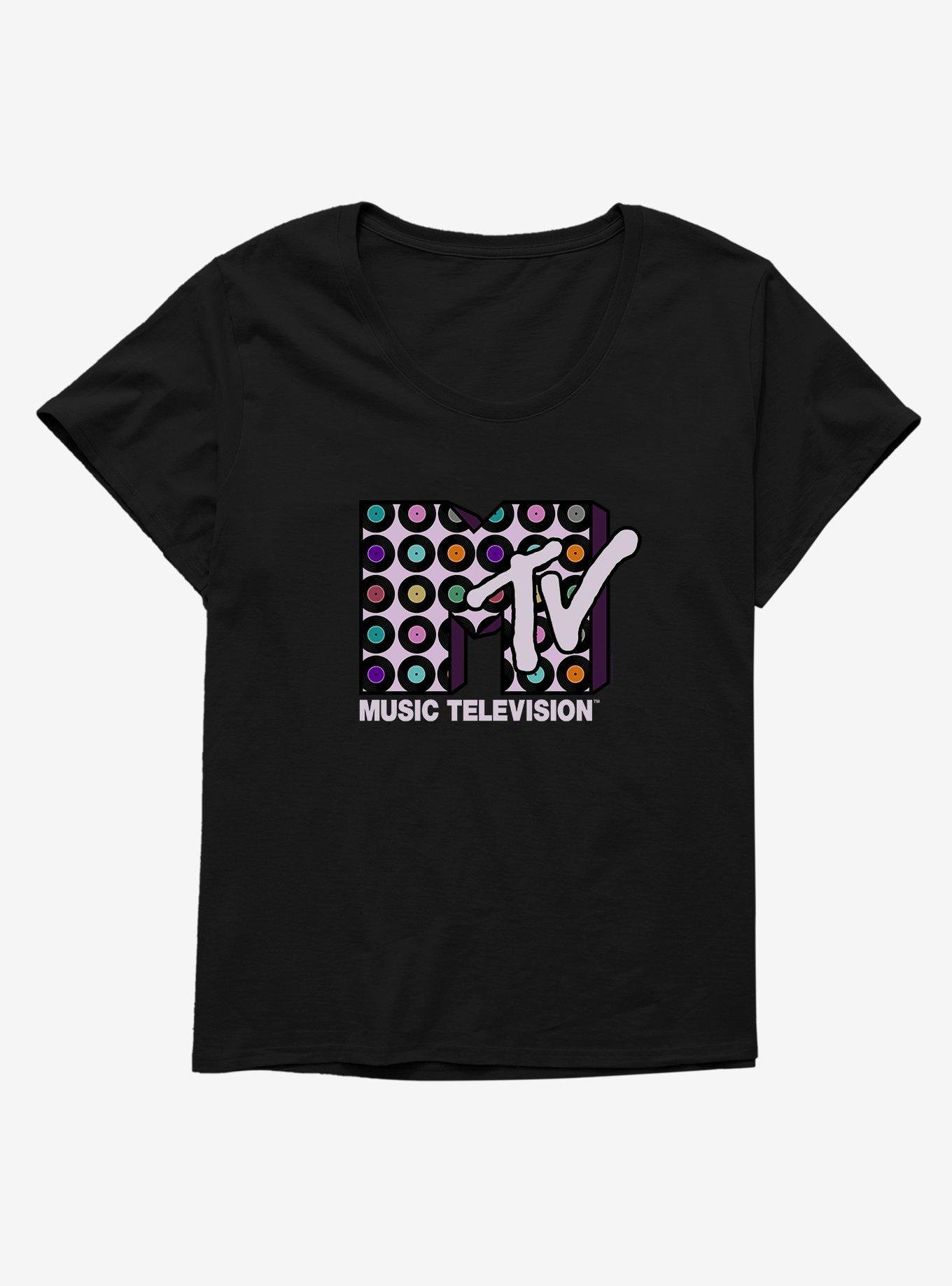 MTV Vinyl Logo Girls T-Shirt Plus Size - BLACK | Hot Topic