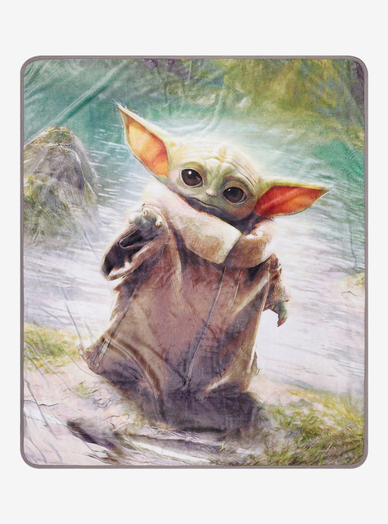 Star Wars Mandalorian Grogu Painted Fleece Throw | BoxLunch