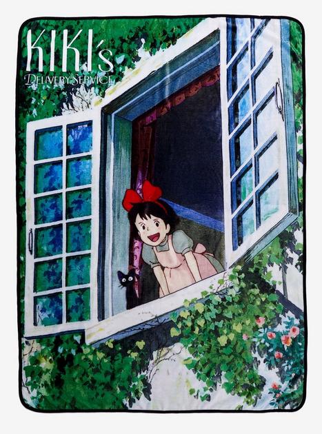Studio Ghibli Kiki's Delivery Service Kiki and Jiji Window Fleece Throw ...