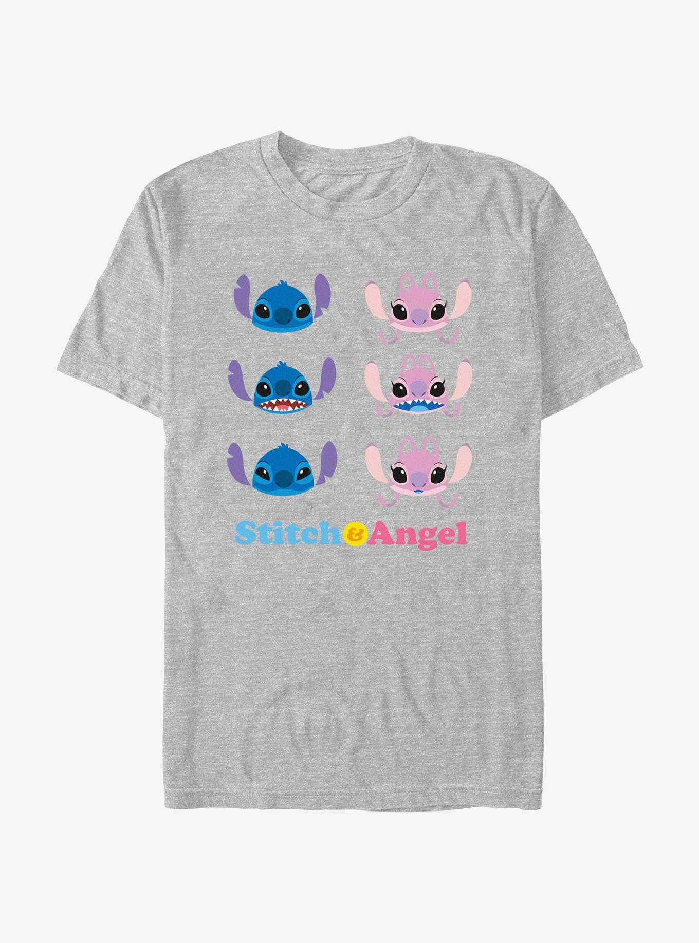 Disney Lilo & Stitch Angel & Stitch Faces T-Shirt - GREY | Hot Topic