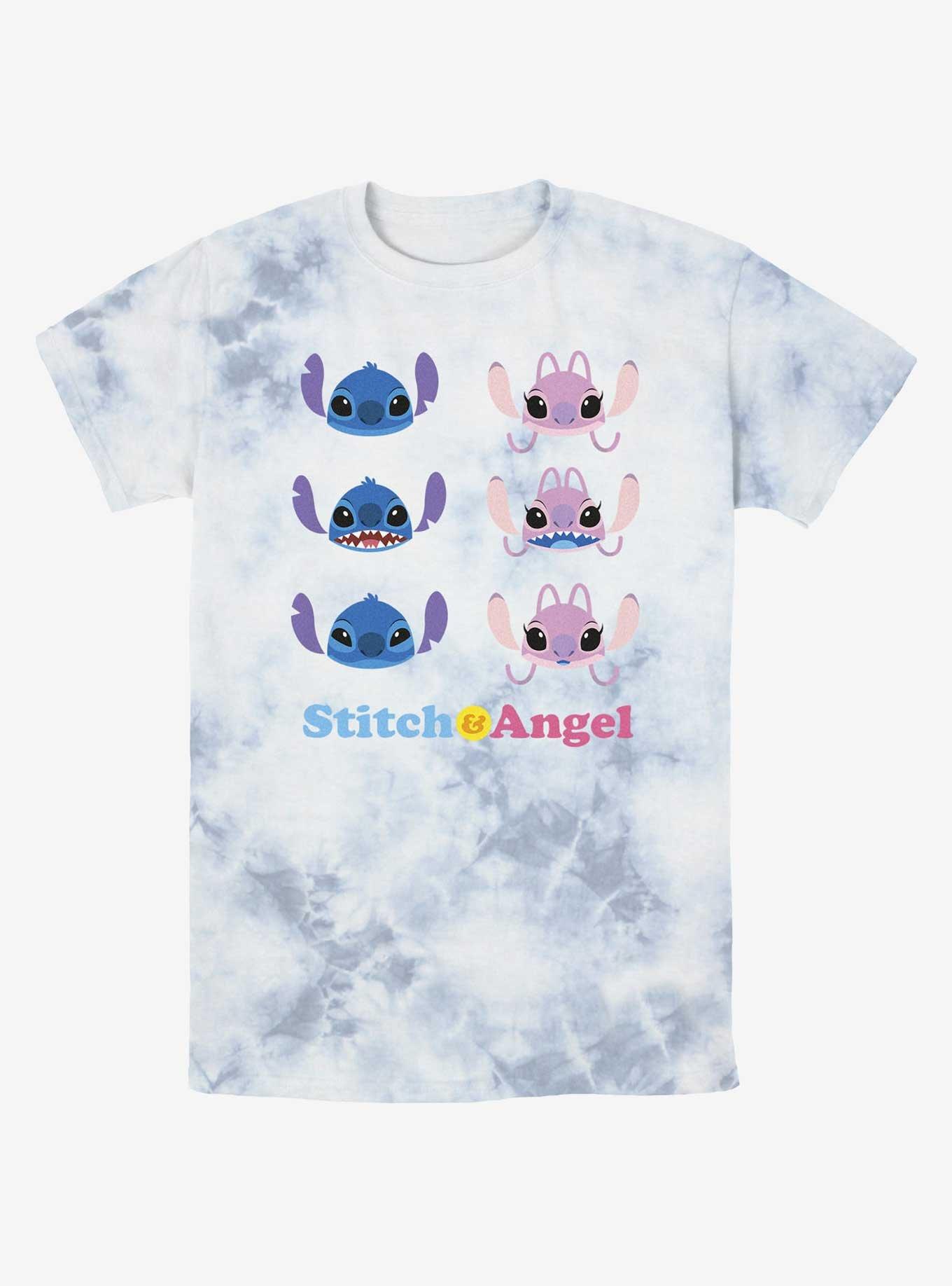 Disney Lilo And Stitch Angel And Stitch Faces Tie Dye T Shirt Multi