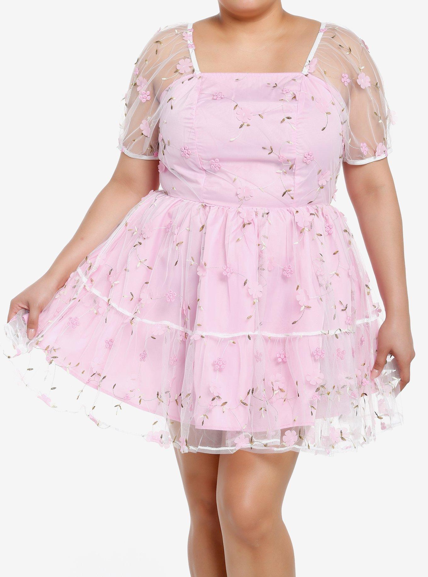 Sweet Society Pink Floral Organza Dress Plus Size Hot Topic