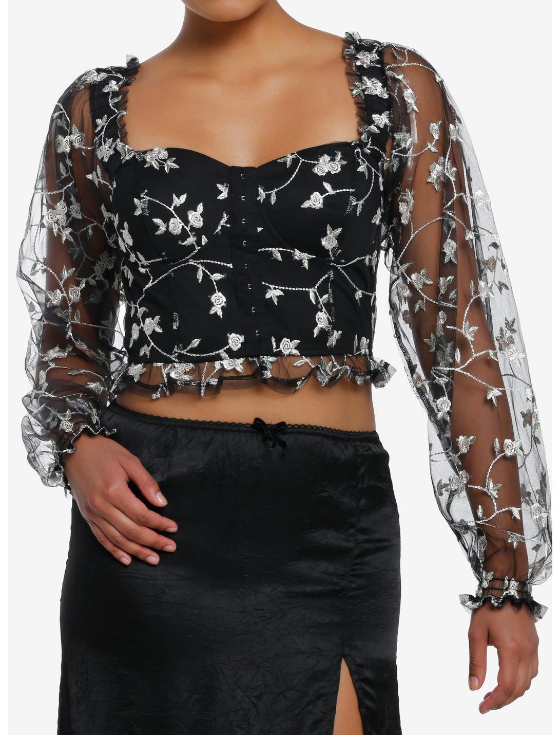 Cosmic Aura Floral Mesh Girls Crop Top | Hot Topic Cosmic Aura Floral Mesh Girls Crop Top | Hot Topic