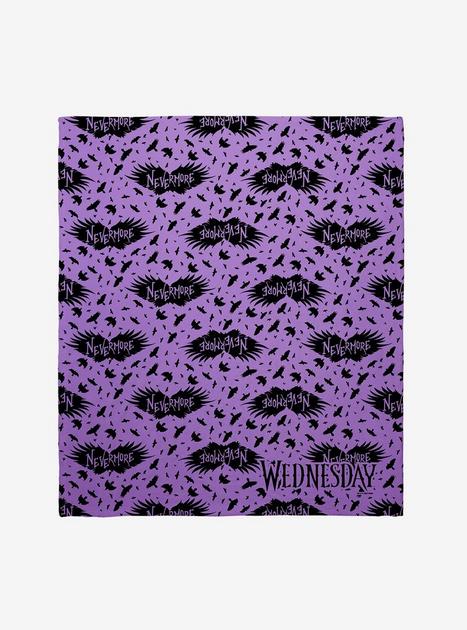 Wednesday Nevermore Raven Throw Blanket - WHITE | Hot Topic