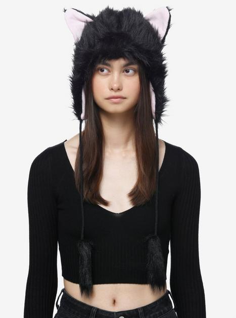 Black Cat Fuzzy Tassel Beanie | Hot Topic