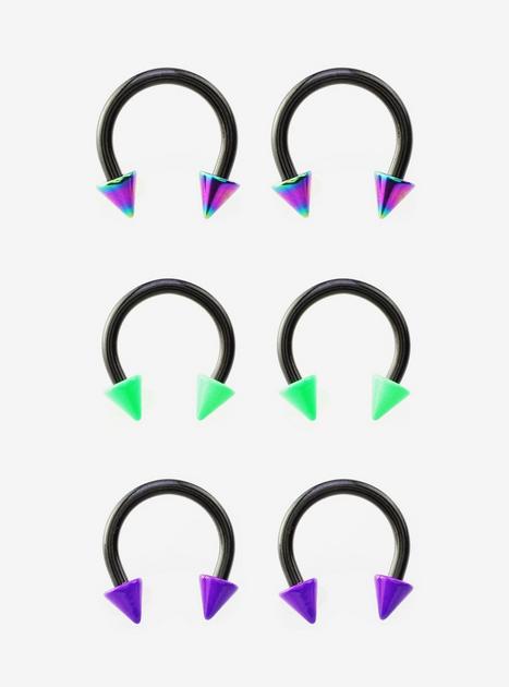 Steel Neon Spike Circular Barbell 6 Pack | Hot Topic