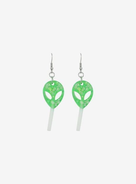 Cosmic Aura Alien Head Lollipop Drop Earrings | Hot Topic