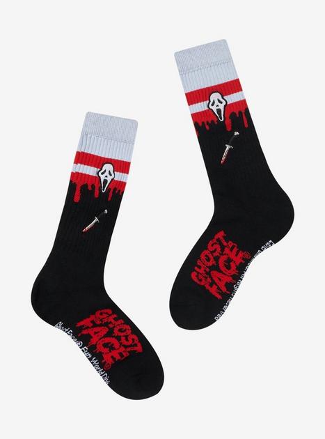 Scream Ghost Face Blood Drip Glow-In-The-Dark Crew Socks | Hot Topic