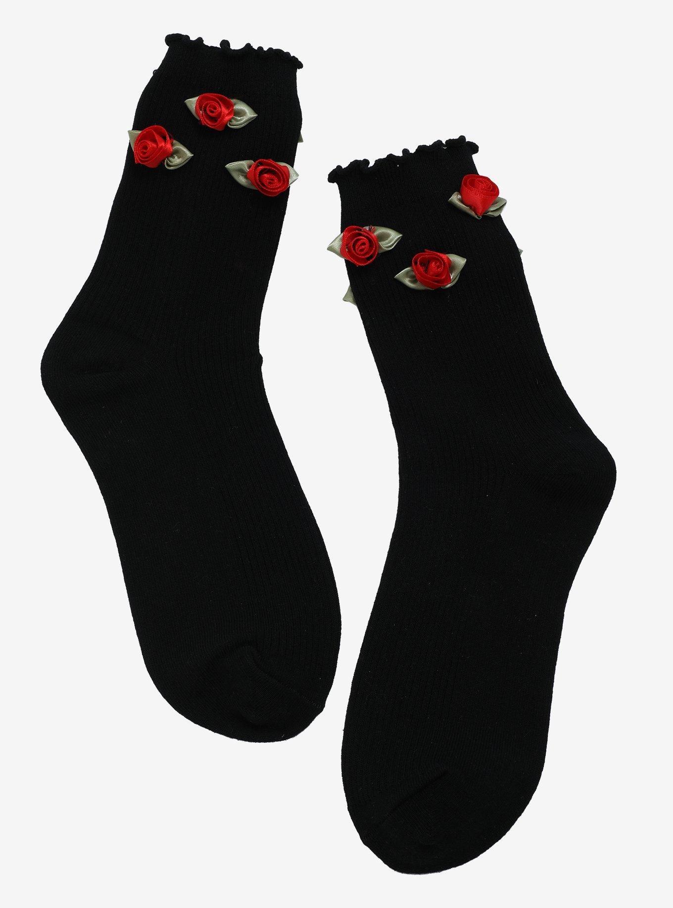 Red Rosette Ankle Socks | Hot Topic