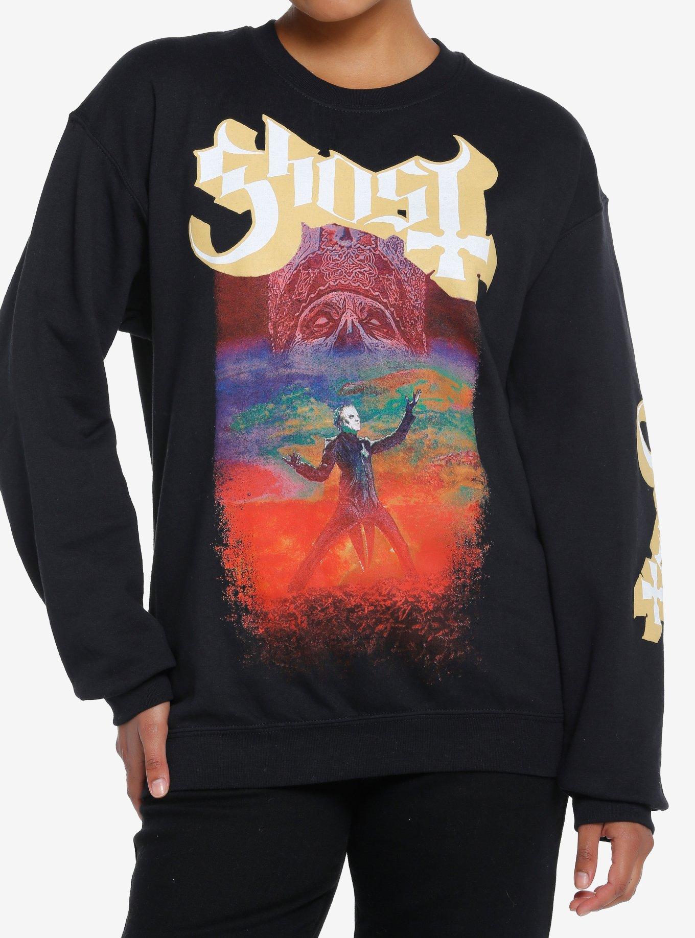 Ghost Papa Emeritus Pose Boyfriend Fit Girls Sweatshirt | Hot Topic
