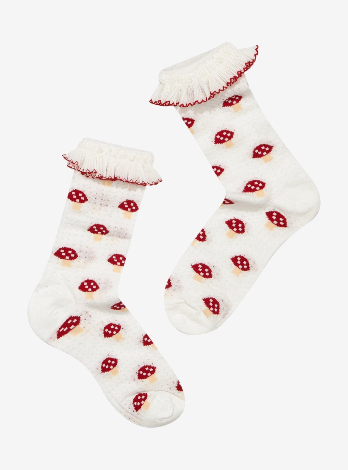 Mushroom Ruffle Textured Crew Socks | Hot Topic