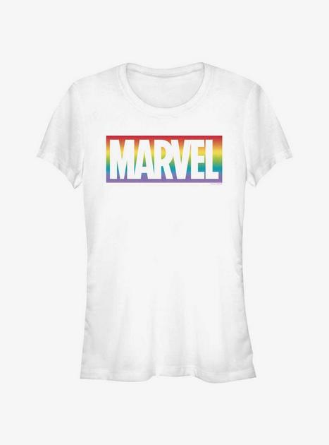 Marvel Avengers Rainbow Logo Pride T-Shirt - WHITE | Hot Topic