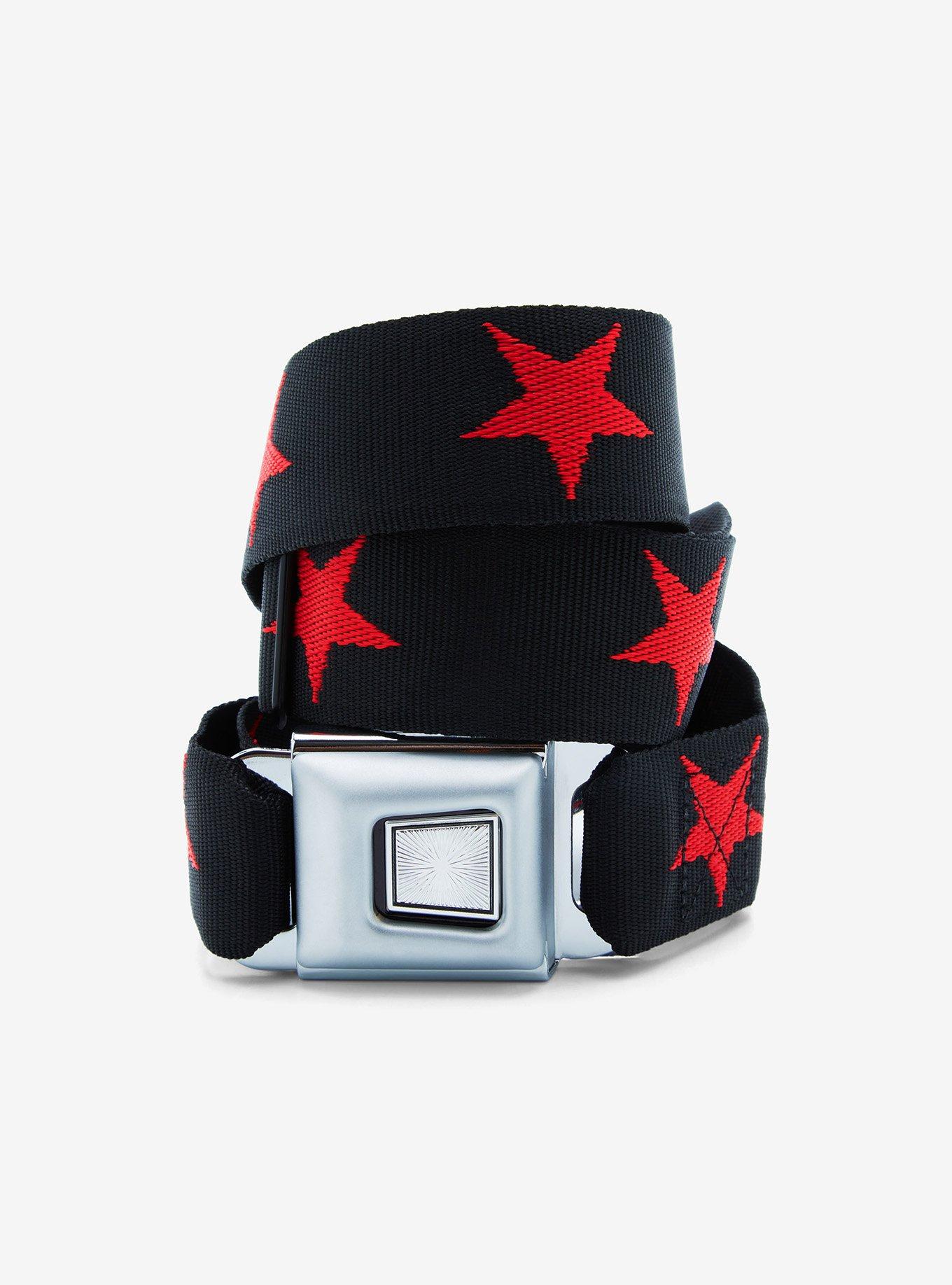 Black & Red Star Seatbelt Belt | Hot Topic