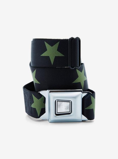 Buckle-Down Black & Green Stars Seat Belt Belt | Hot Topic