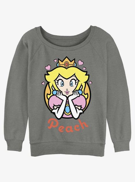 Nintendo Mario Princess Peach Hearts Womens Slouchy Sweatshirt - GREY ...