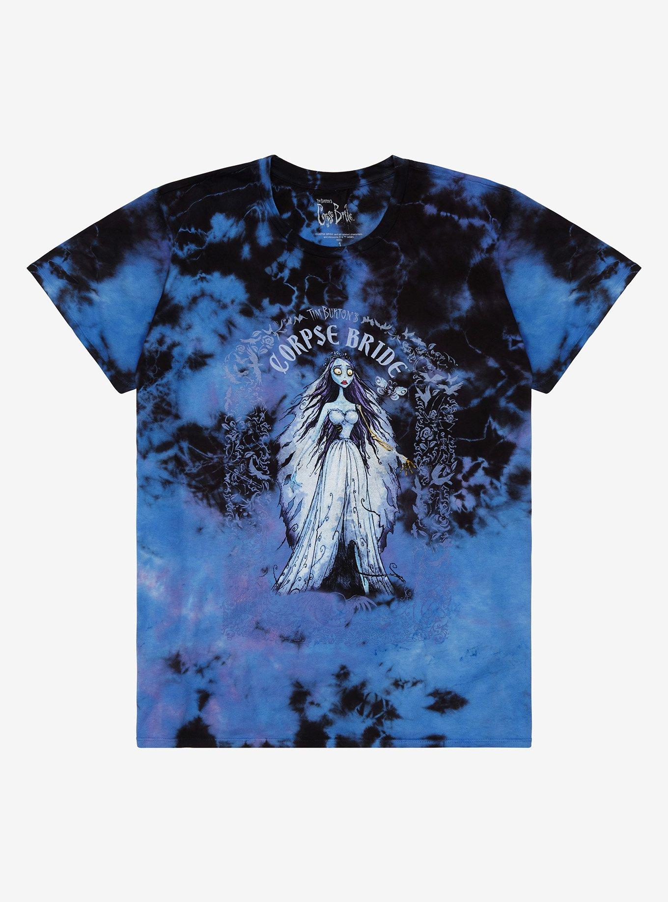 Corpse Bride Emily Frame Blue Tie-Dye Boyfriend Fit Girls T-Shirt Plus ...
