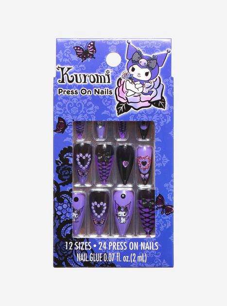 Kuromi Purple Heart Faux Nail Set | Hot Topic