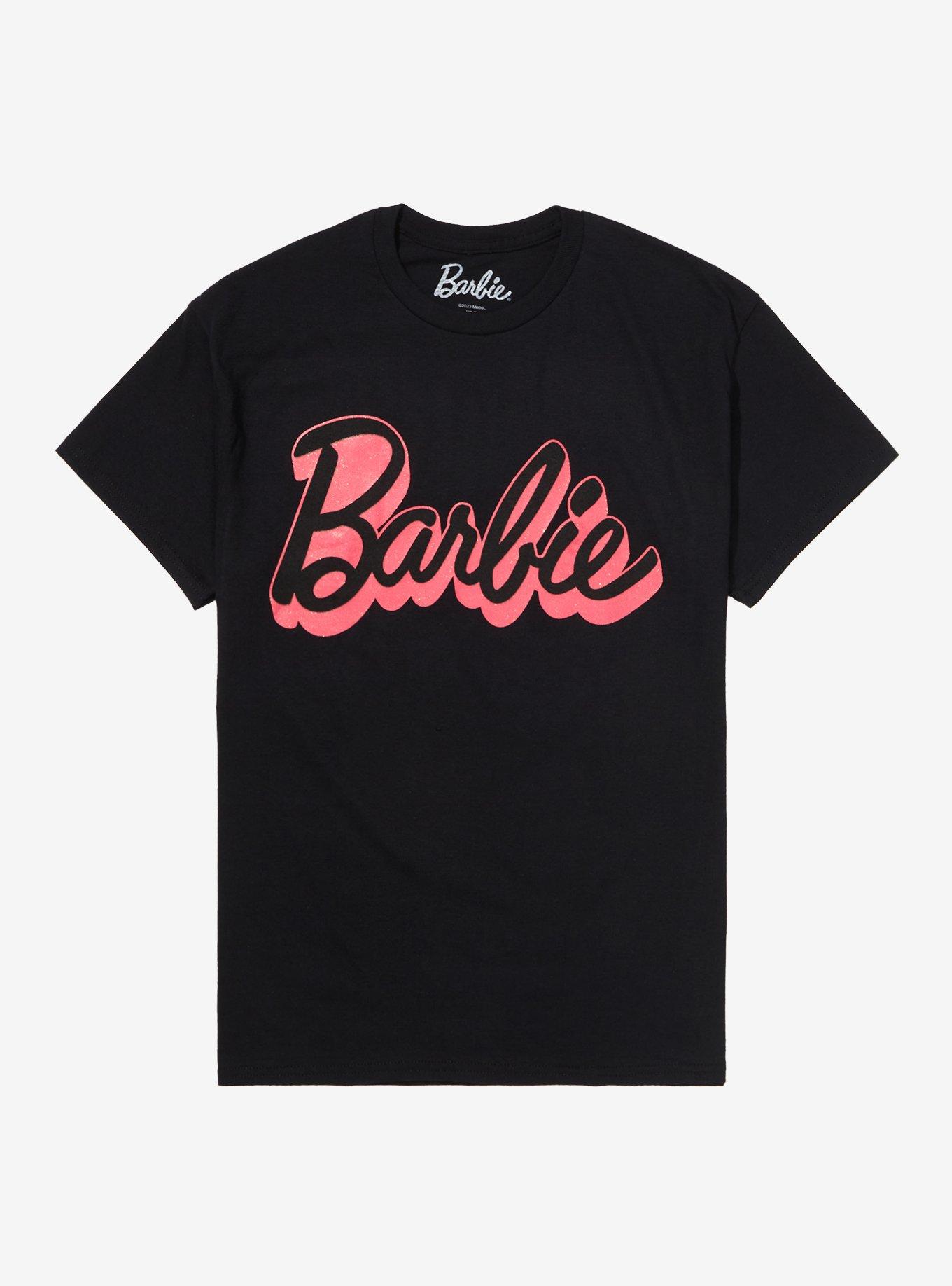 Barbie Glitter Logo Boyfriend Fit Girls T-Shirt | Hot Topic