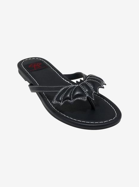 Strange Cvlt Black Bat Flip Flops | Hot Topic