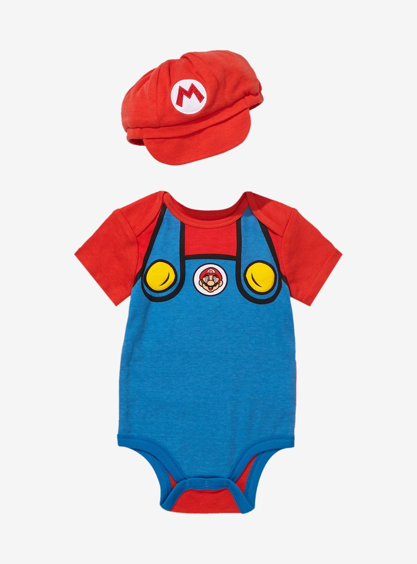 Nintendo Super Mario Bros. Mario Outfit Infant One-Piece and Hat Set ...