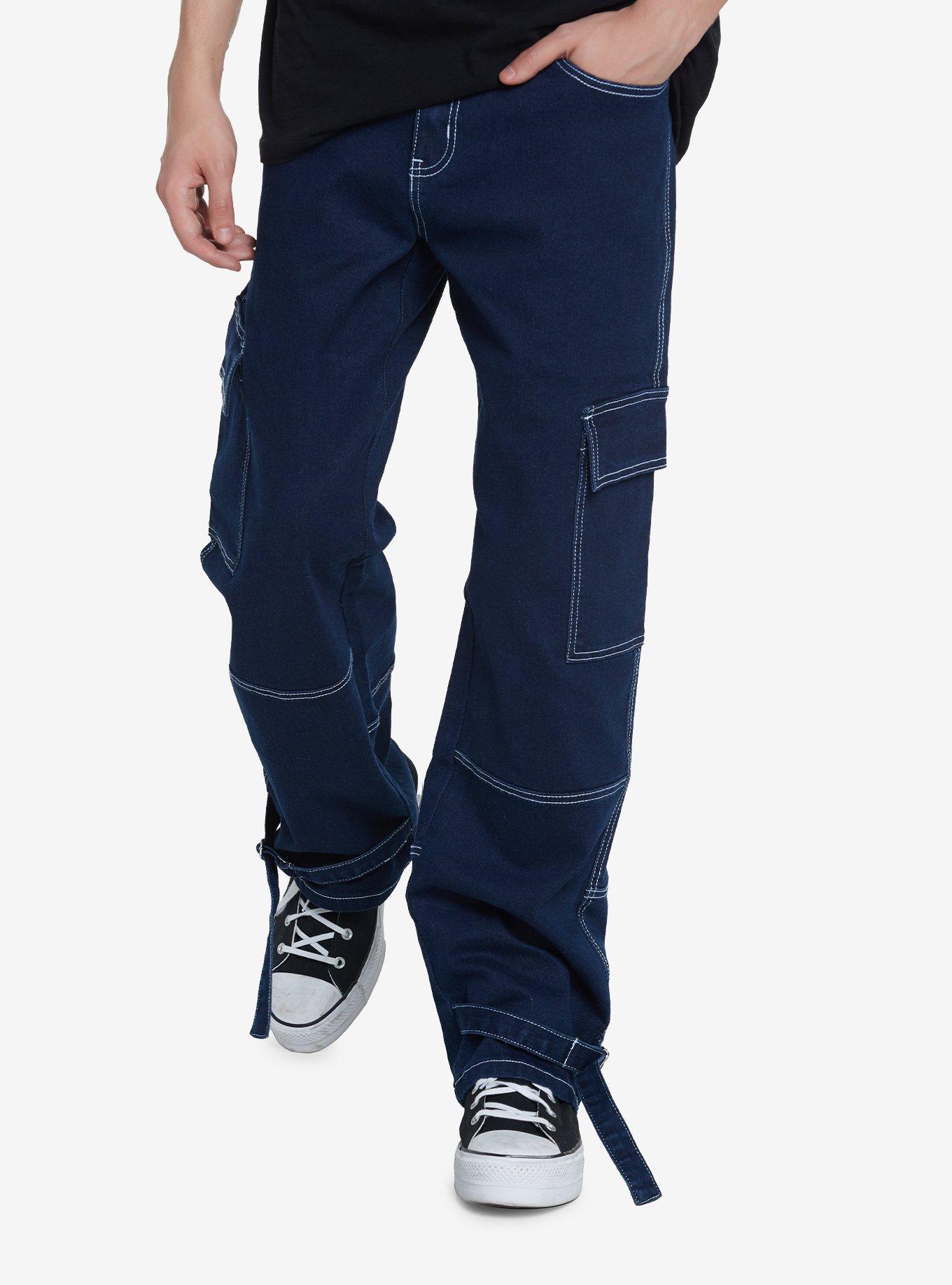 Dark Indigo Cargo Buckle Denim Pants | Hot Topic