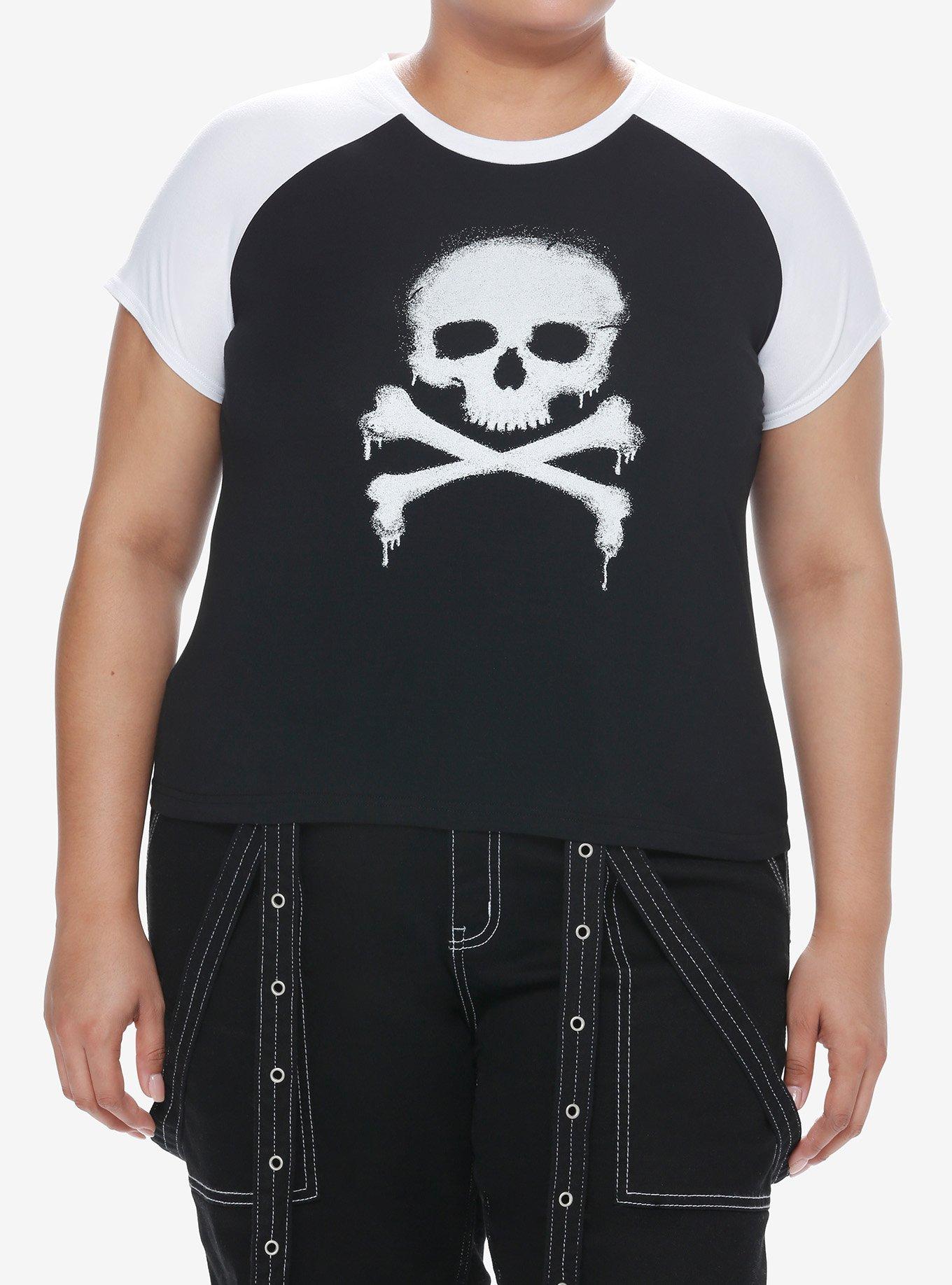 Social Collision Skull & Crossbones Girls Raglan Baby T-Shirt Plus Size ...