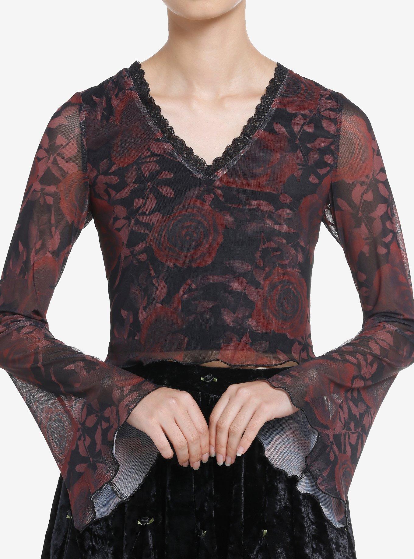 Cosmic Aura Rose Mesh Girls Bell Sleeve Top Hot Topic