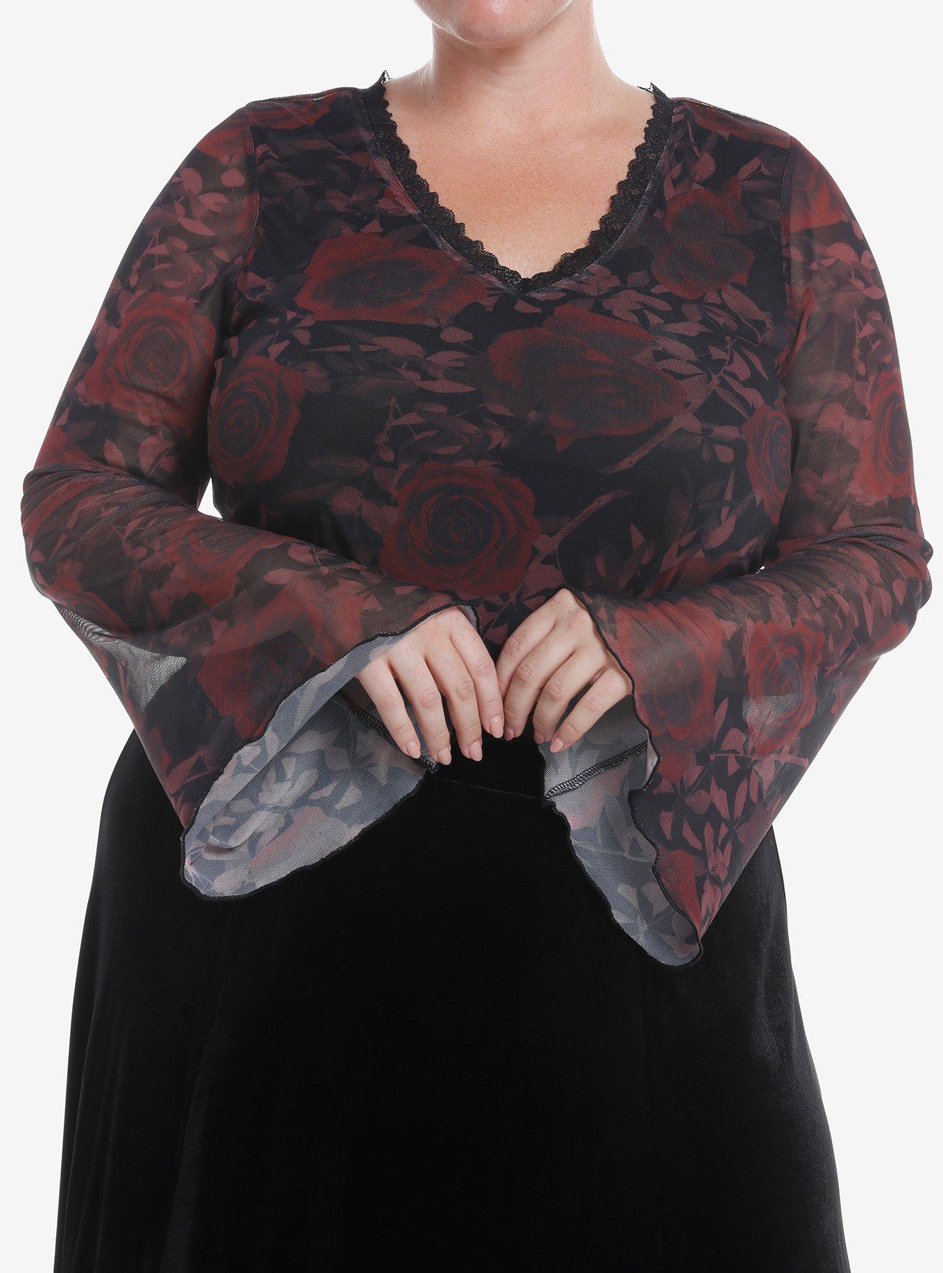 Cosmic Aura Rose Mesh Girls Bell Sleeve Top Plus Size | Hot Topic