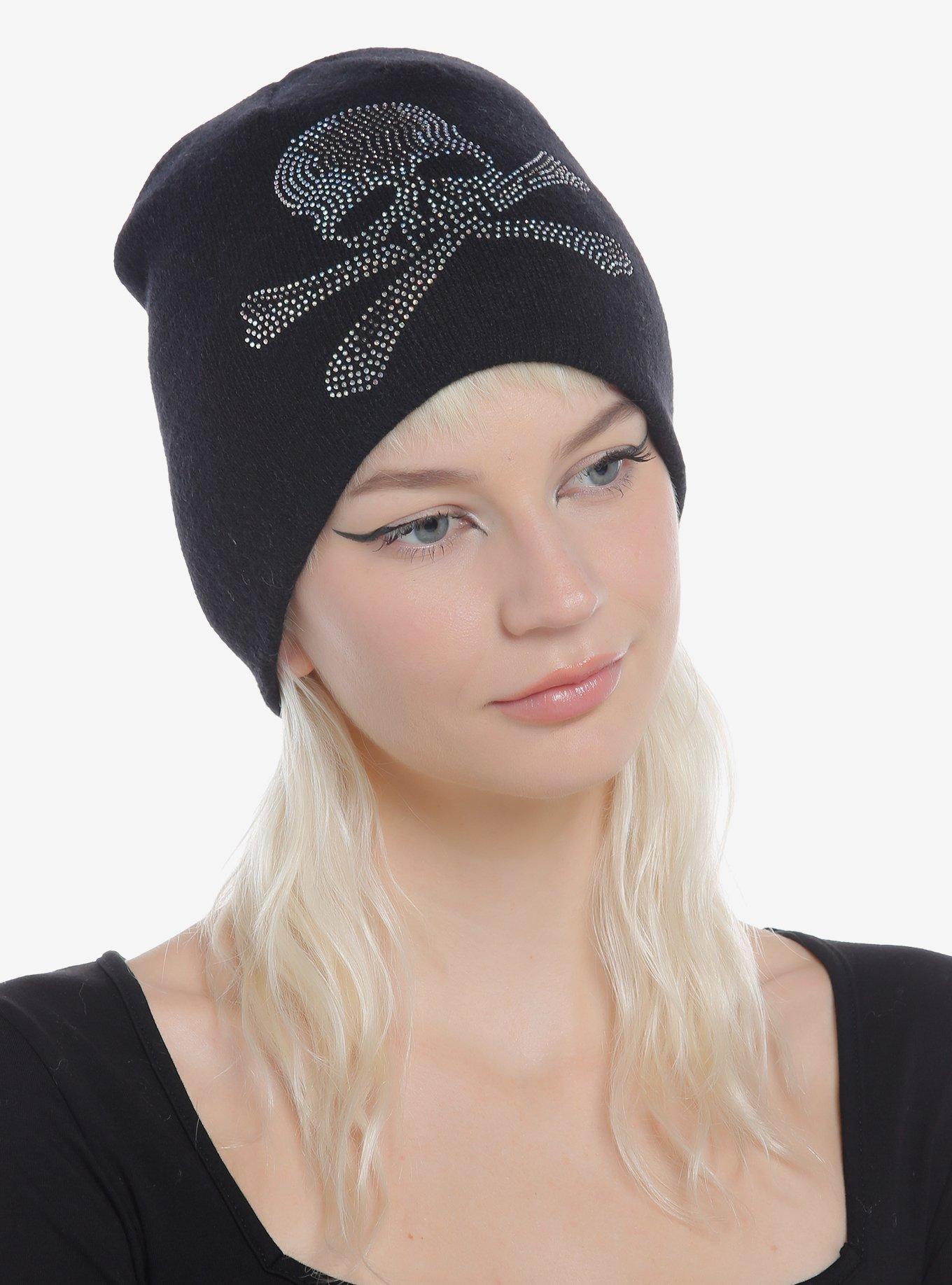Rhinestone Skull And Crossbones Beanie Hot Topic