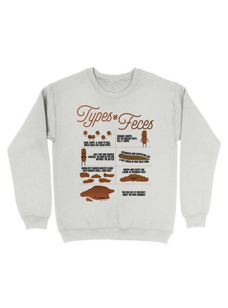 Types of Feces Poop Chart - Funny Stool Graphic Sweatshirt - WHITE ...