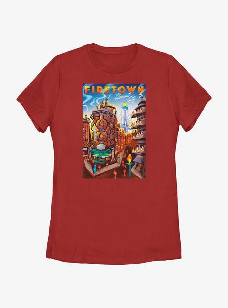 Disney Pixar Elemental Firetown Element City Poster Womens T-Shirt ...