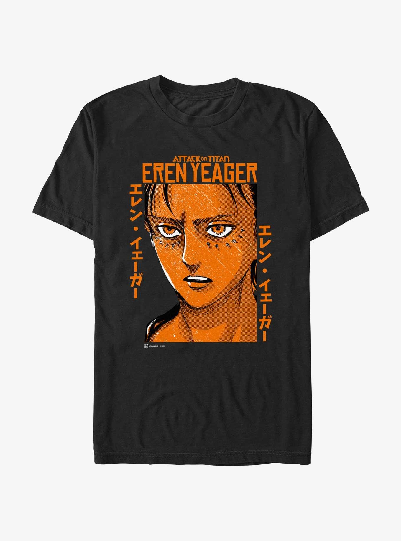 Attack on Titan Eren Yeager Portrait T-Shirt - BLACK | BoxLunch