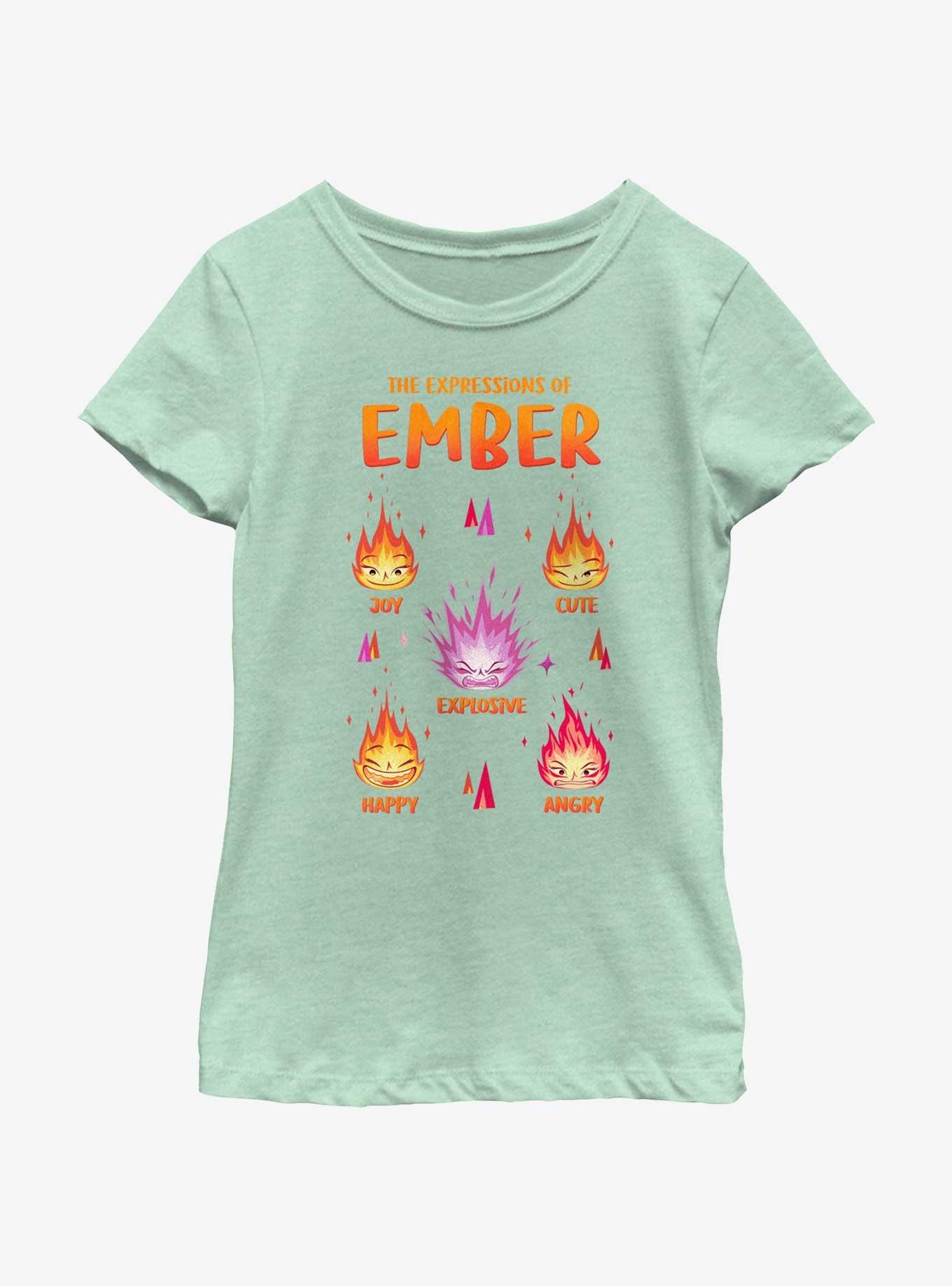 Disney Pixar Elemental Expressions Of Ember Youth Girls T-Shirt - GREEN ...