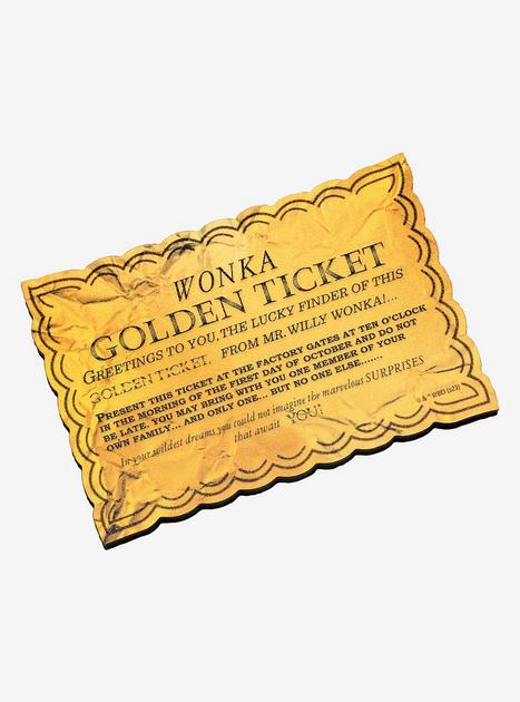 Willy Wonka and the Chocolate Factory Golden Ticket Figural Magnet ...