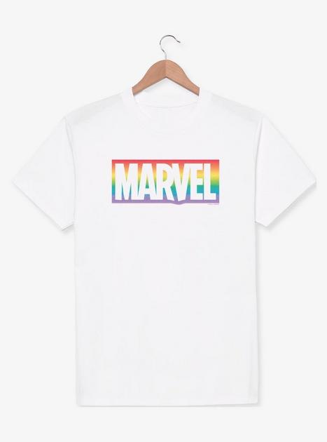 Marvel Avengers Rainbow Logo Pride T-Shirt - WHITE | BoxLunch