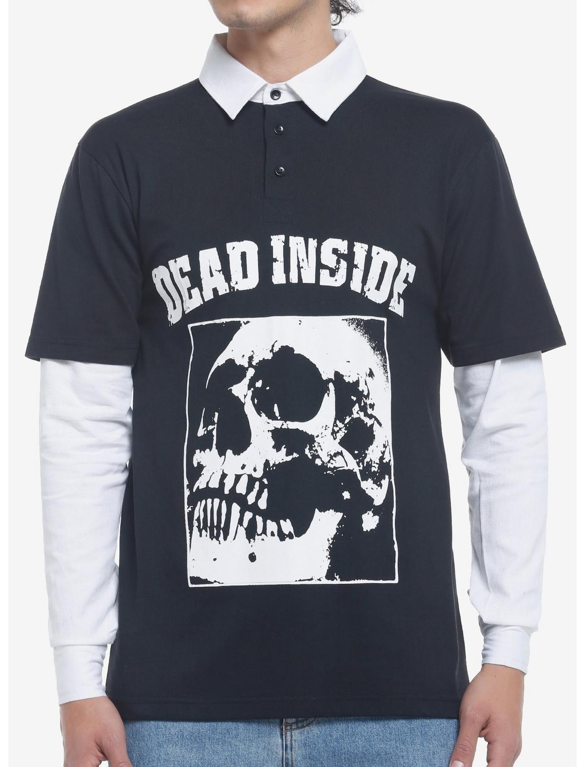 Dead Inside Skull Twofer Long-Sleeve Polo Shirt | Hot Topic