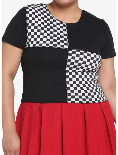 Black & White Checkered Color-Block Girls Baby T-Shirt Plus Size | Hot ...