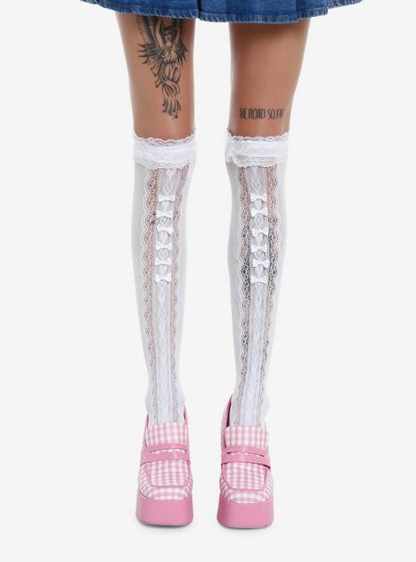 White Lace Bow Knee-High Socks | Hot Topic