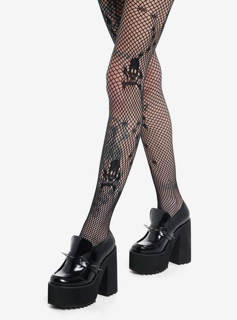 Black Skull & Crossbones Fishnet Tights | Hot Topic
