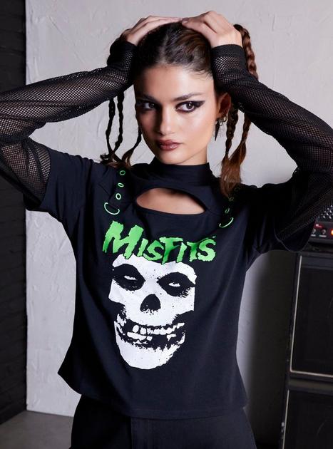 Misfits X Social Collision Green Hell Grommets & Mesh Girls Twofer Top ...