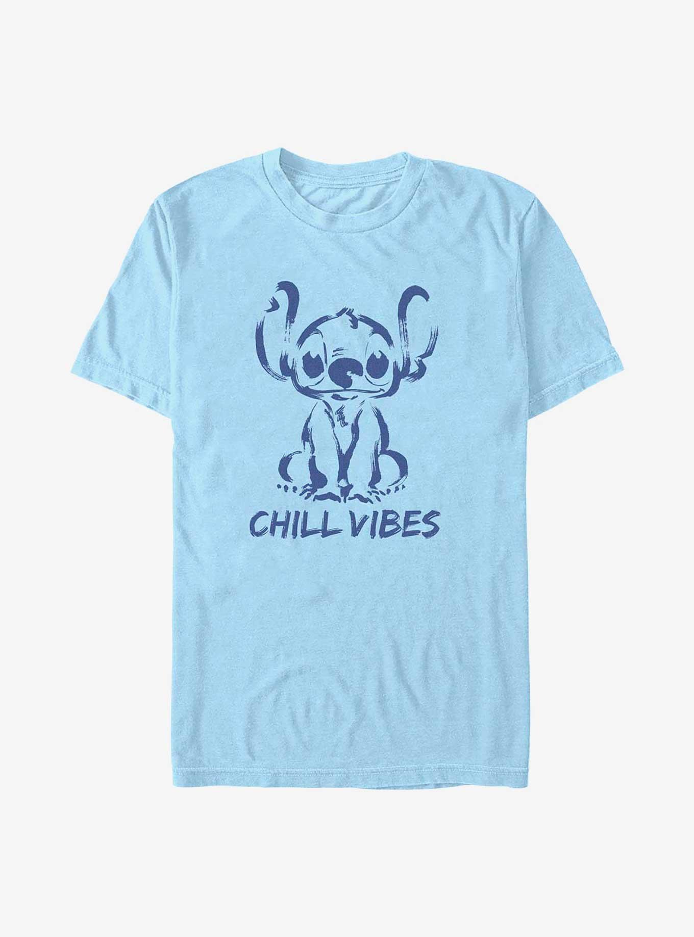 Disney Lilo & Stitch Chill Vibes Artsy Stitch T-Shirt - BLUE | BoxLunch