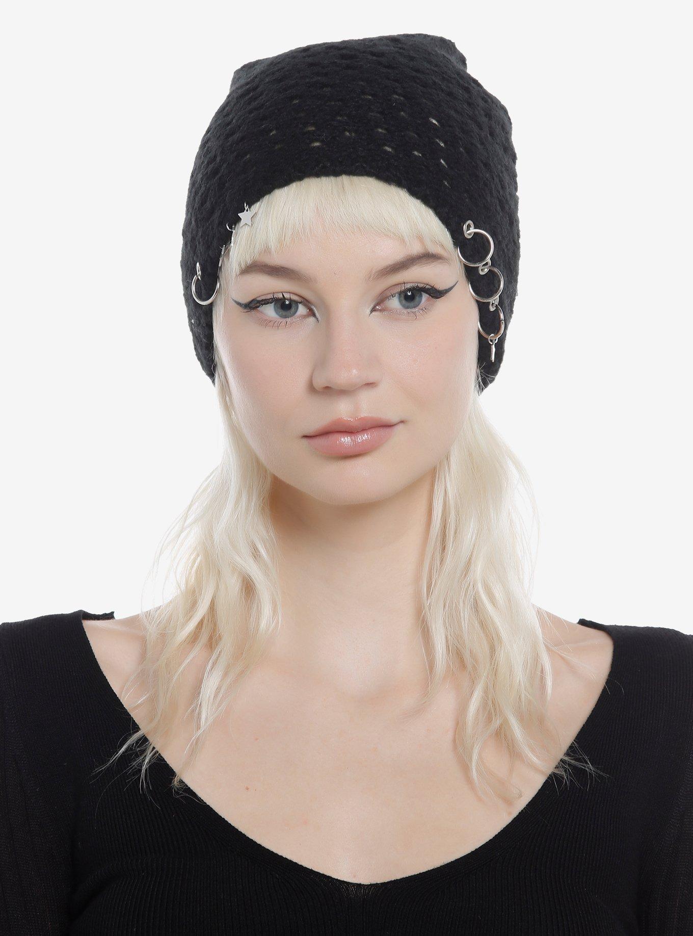 Black Knit Star Charm Beanie | Hot Topic